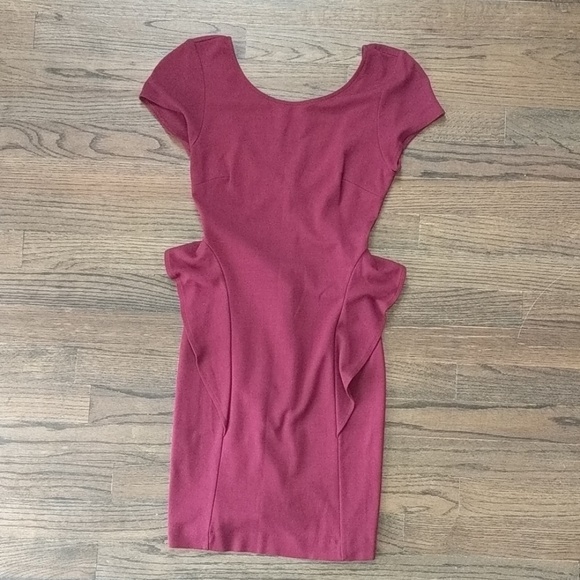 Zara | Dresses | Zara Maroon Hip Ruffle Dress | Poshmark